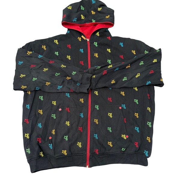 COOGI | Shirts | Vintage Coogi All Over Fox Logo Zip Up Hoodie Black ...